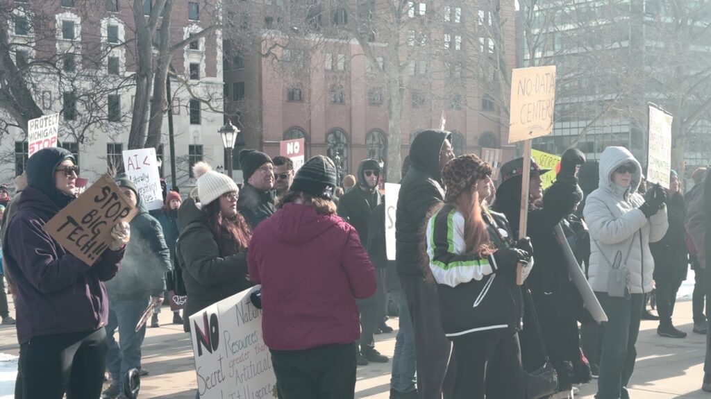 Protesters rally at Capitol against proposed data centers across Michigan